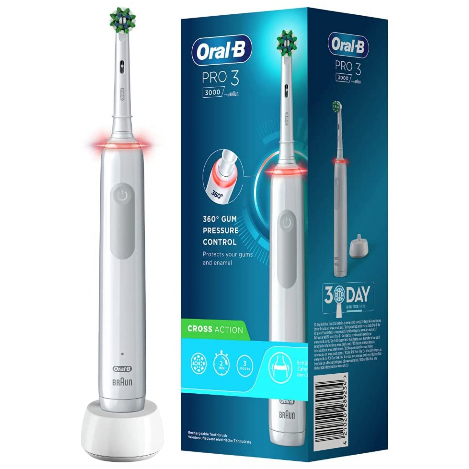 Oral-B Pro 3 3000 Cross Action White elektrische Zahnbürste - Xenudo