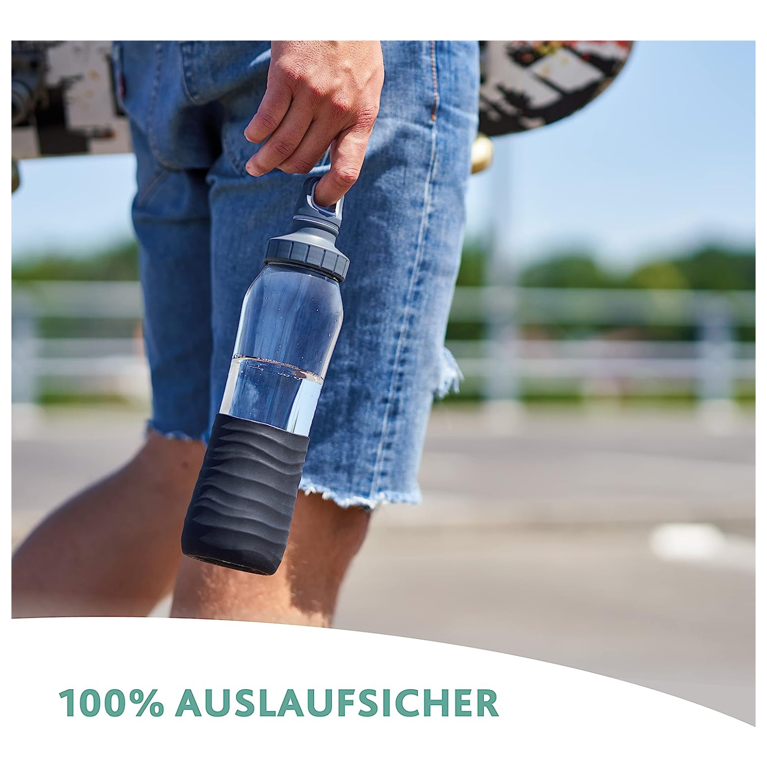 EMSA Drink2Go Trinkflasche aus Glas 0,7l Dunkelblau N3100600 - Xenudo